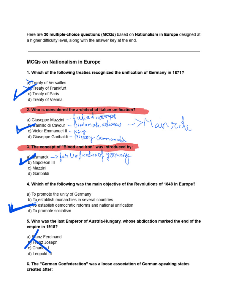 Nationalism in Europe 50, Cqs | PDF | Austria Hungary | German Empire