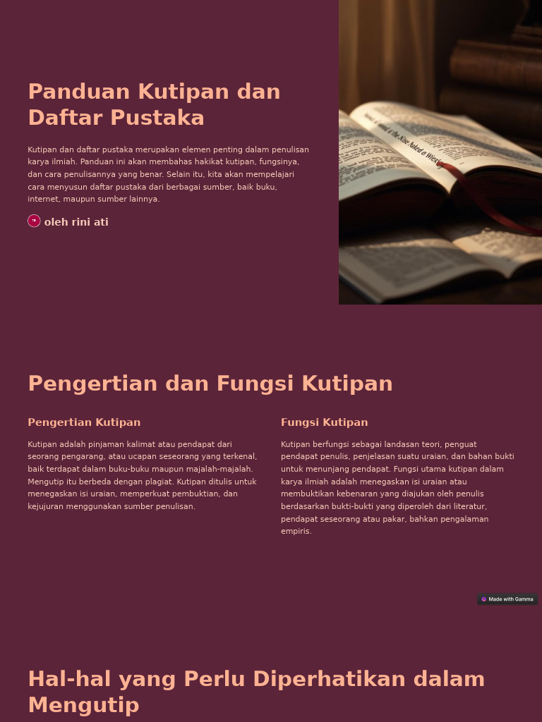 Panduan Kutipan Dan Daftar Pustaka | PDF