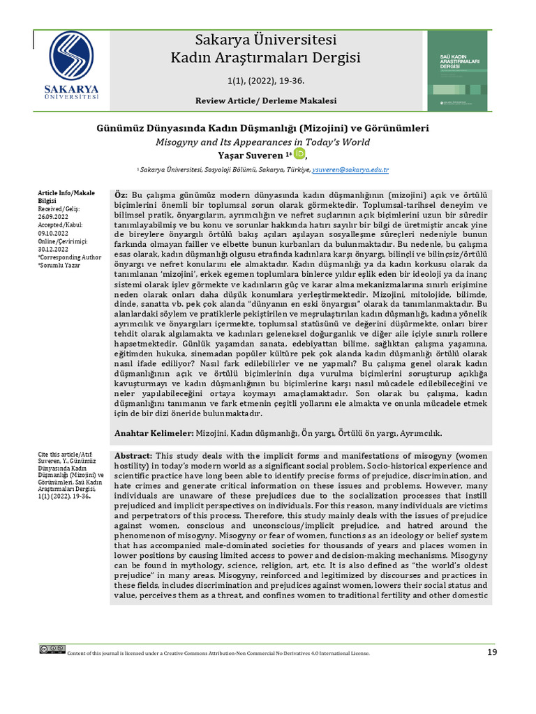Makale 1 (Kadın Düşmanlığı) | PDF