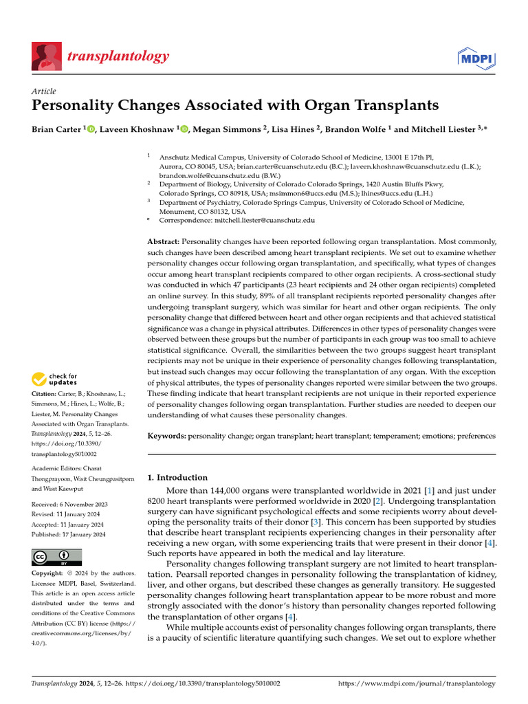 Transplantology 05 00002 | PDF | Organ Transplantation | Memory