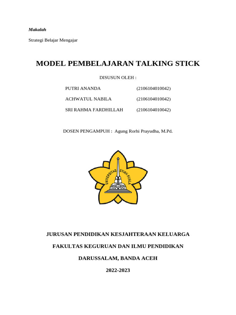 Model Pembelajaran Talking Stick | PDF