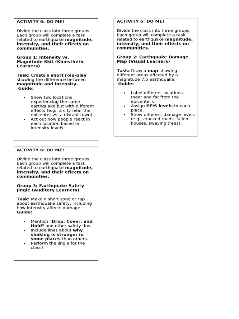 Earthquake Impact Activities for Students | PDF