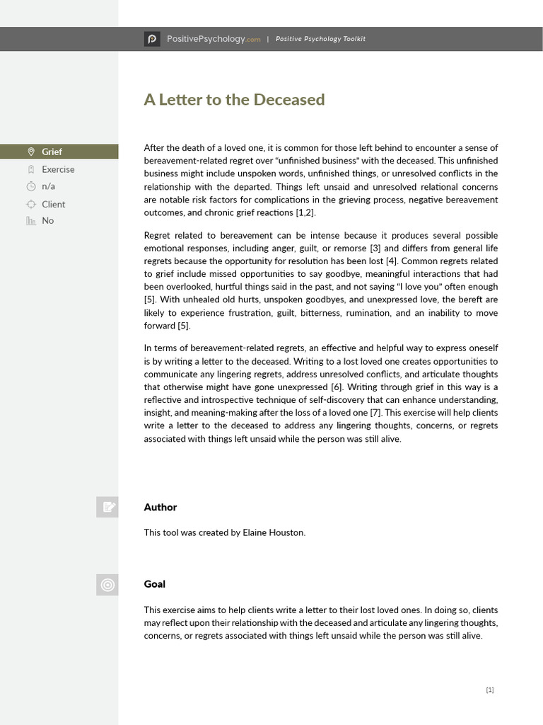 Writing to a Deceased Loved One | PDF | Grief | Emotions