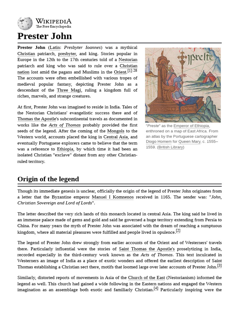 Legend of Prester John Explained | PDF