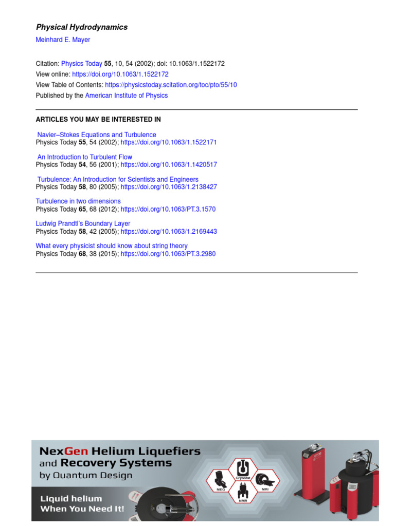 Physical Hydrodynamics Physical Hydrodyn | PDF | Fluid Dynamics ...