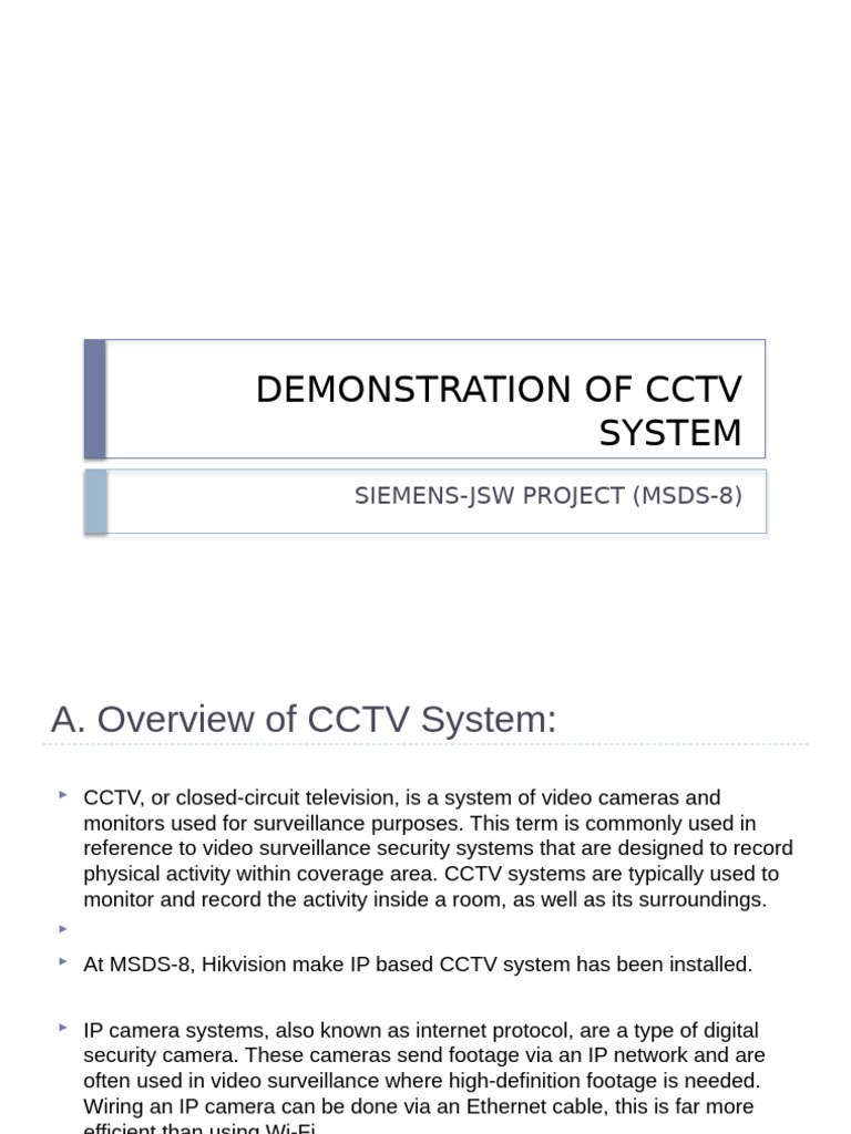 Demonstration of CCTV System | PDF | Closed Circuit Television ...
