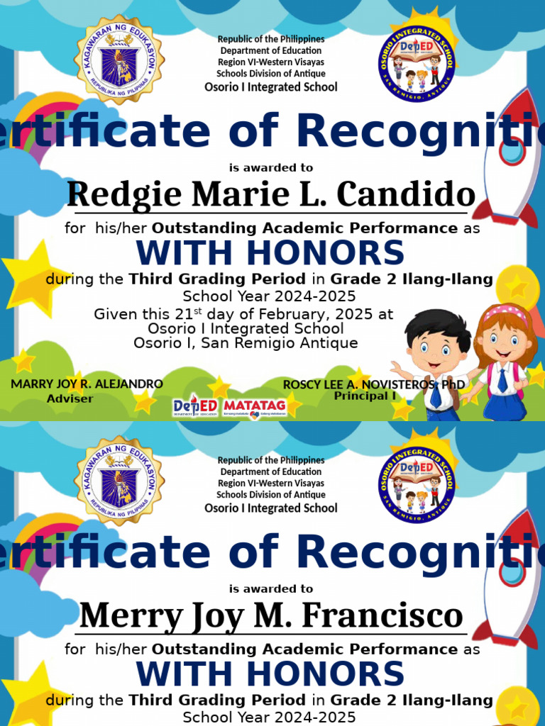 Certificates GRADE 2 3rd Quarter | PDF