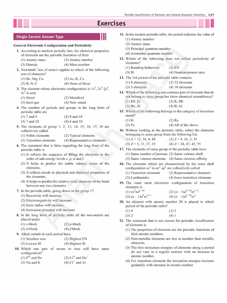 1 Periodic Classification of Elements and General Inorganic Chemistry | PDF