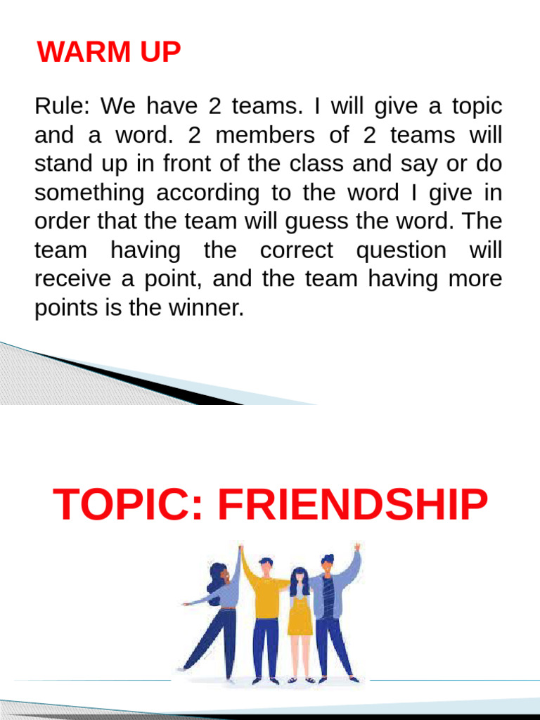 Friendship Vocabulary and Activities Guide | PDF