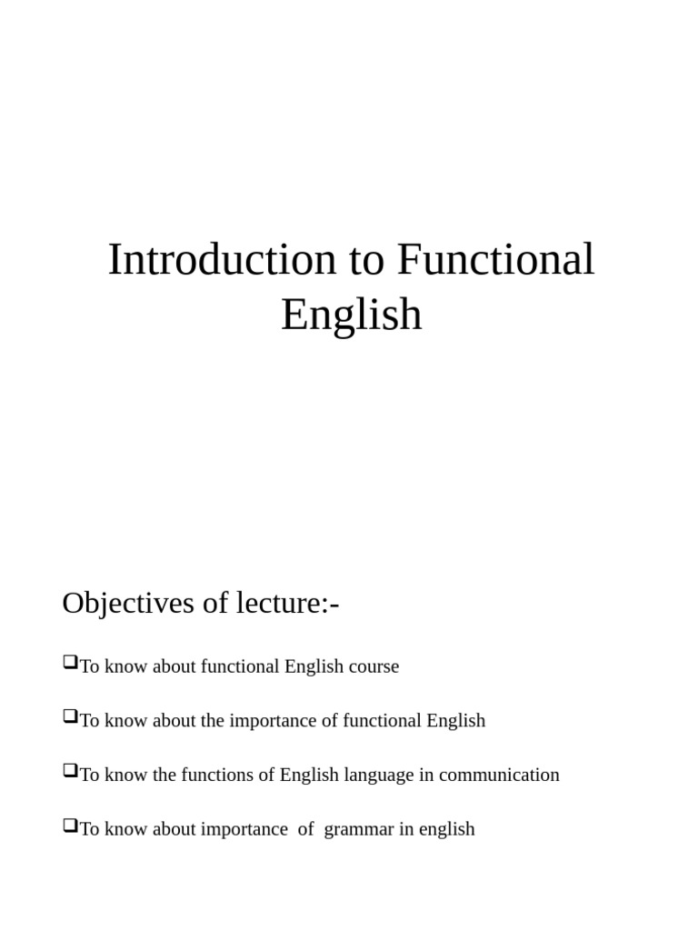 Introduction to Functional English | PDF | English Language | Communication