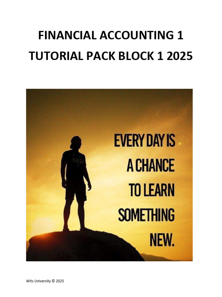 Wits Financial Accounting 1 Tutorial Pack | PDF | Expense | Going Concern