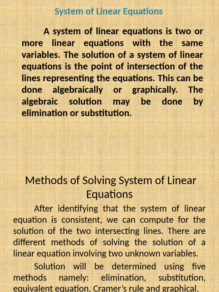 Solving Systems of Linear Equations | PDF