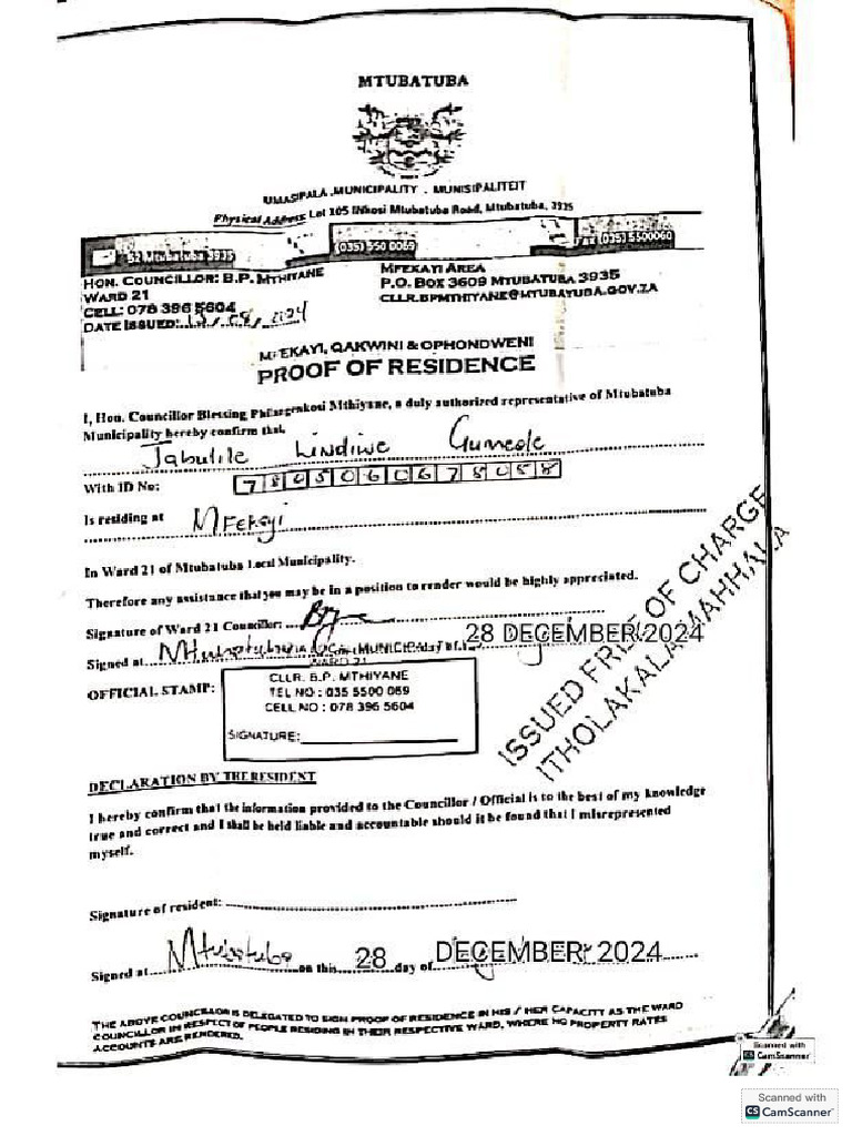 Proof of Residence | PDF