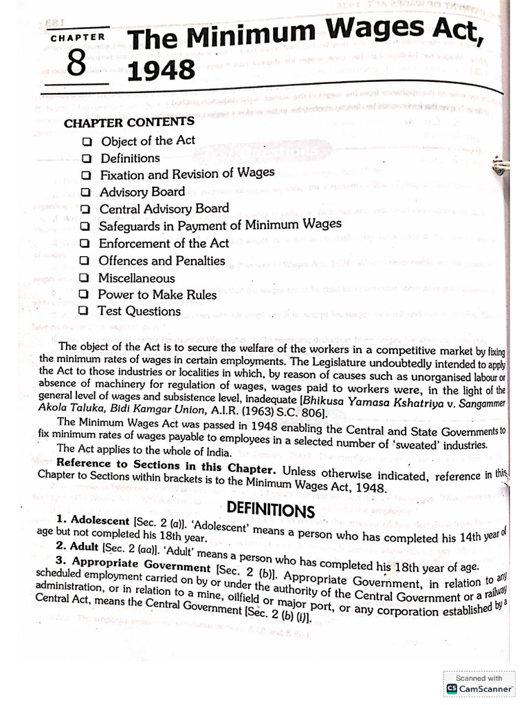 Minimum wages Act | PDF