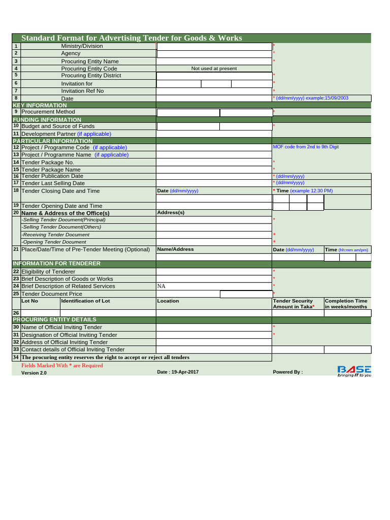IFT Form for Goods & Works Tender | PDF