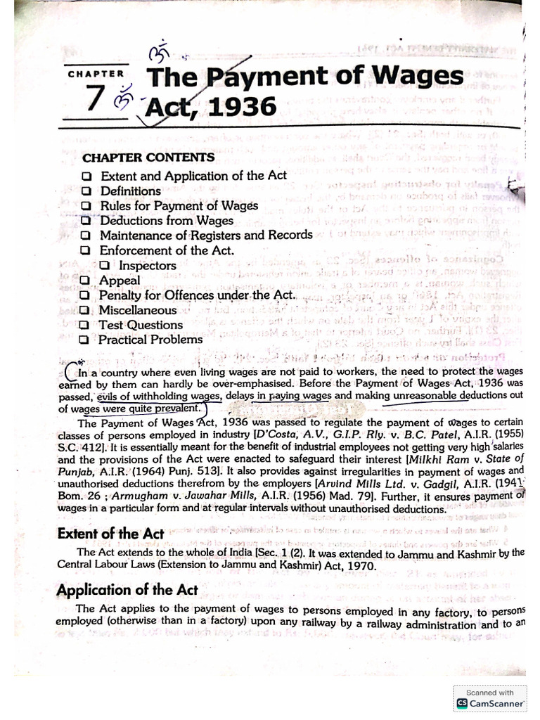 Payment of Wages Act, 1936 | PDF
