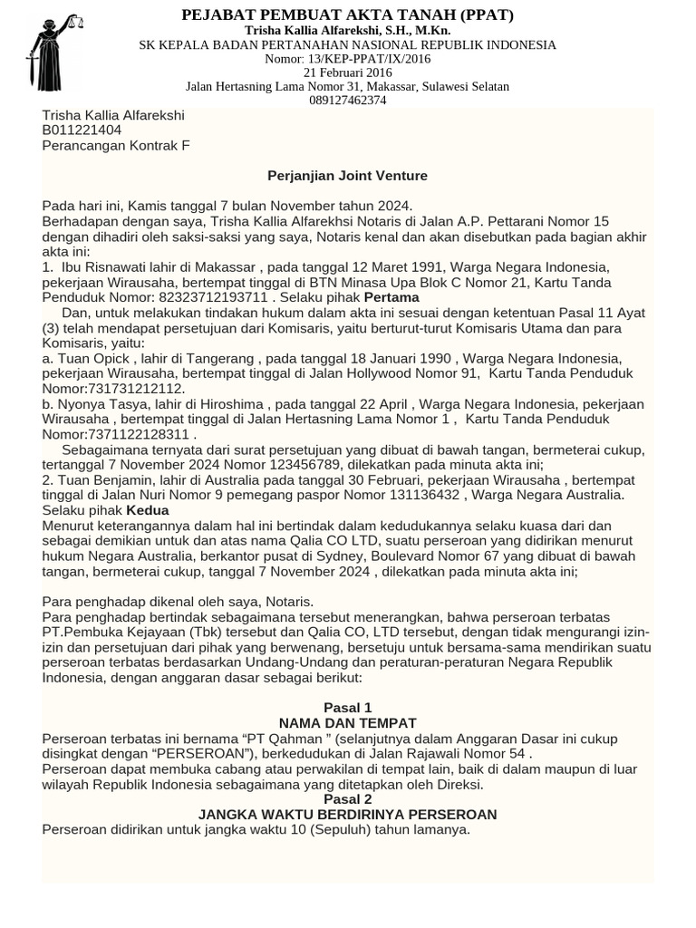Perjanjian Joint | PDF