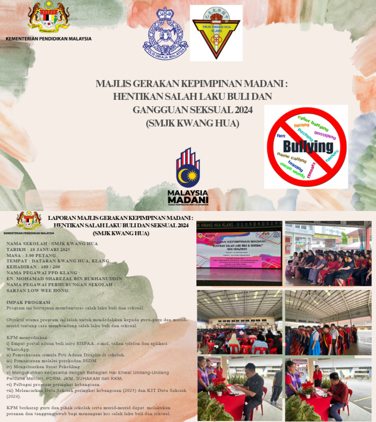 GERAKAN KEPIMPINAN MADANI HENTIKAN SALAH LAKU BULI DAN GANGGUAN SEKSUAL_20250115_101844_0000 | PDF