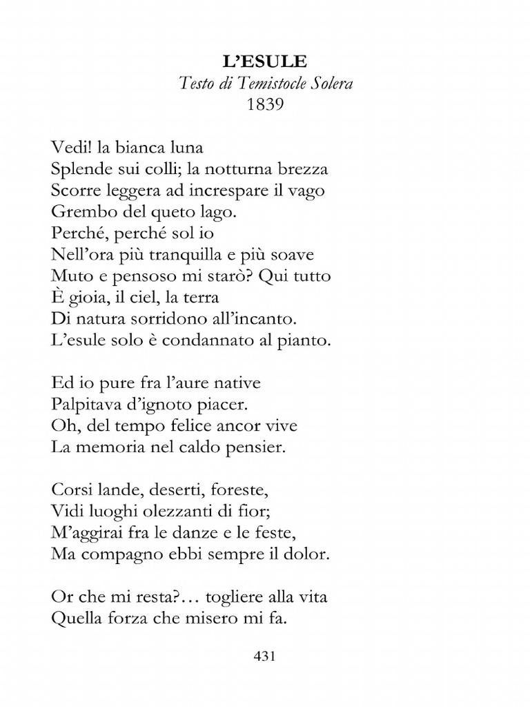 Verdi - Cantata - L'esule - [10] Libretto | PDF