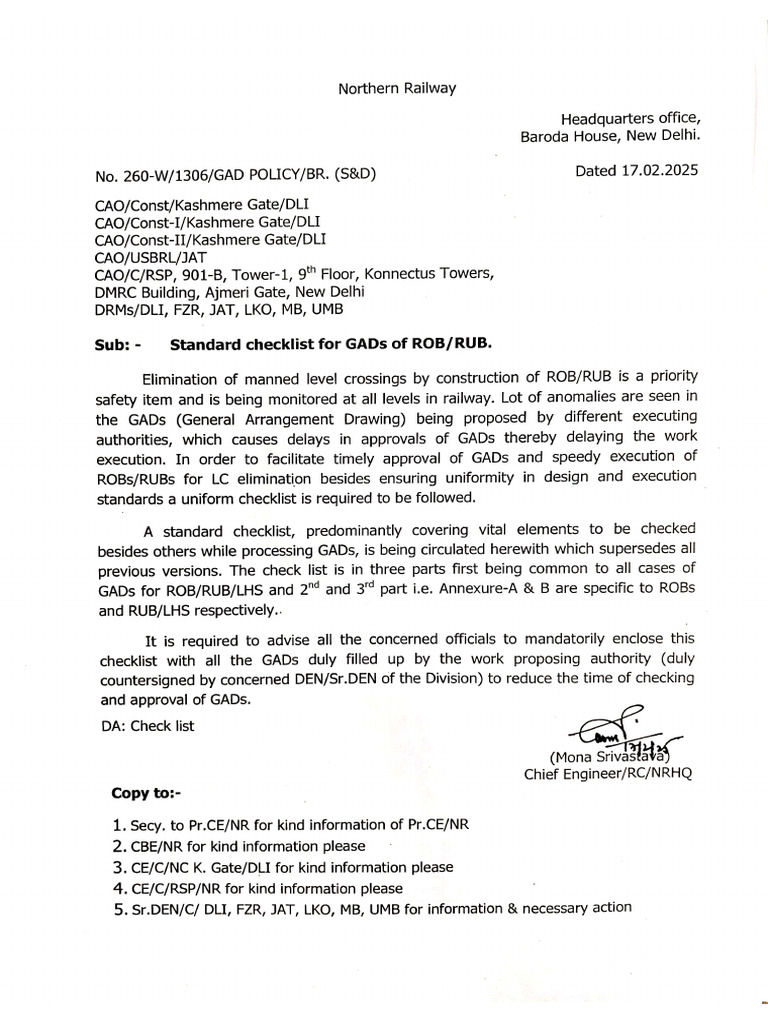 Standard Checklist For GADs of ROB RUB | PDF