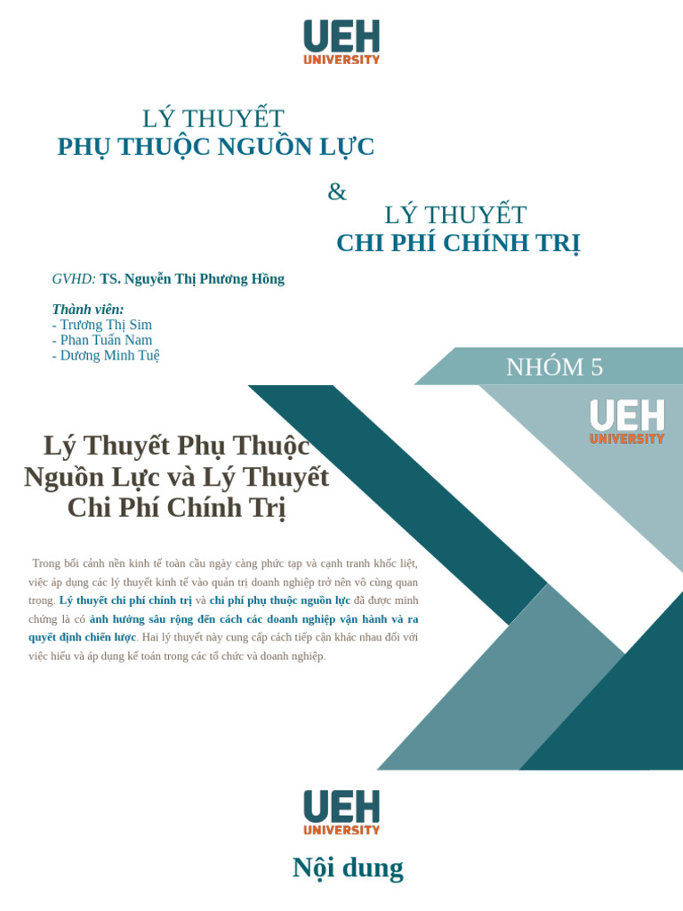 Nhom 5 - Ly Thuyet Phu Thuoc Nguon Luc - Ly Thuyet Chi Phi Chinh Tri Ok | PDF