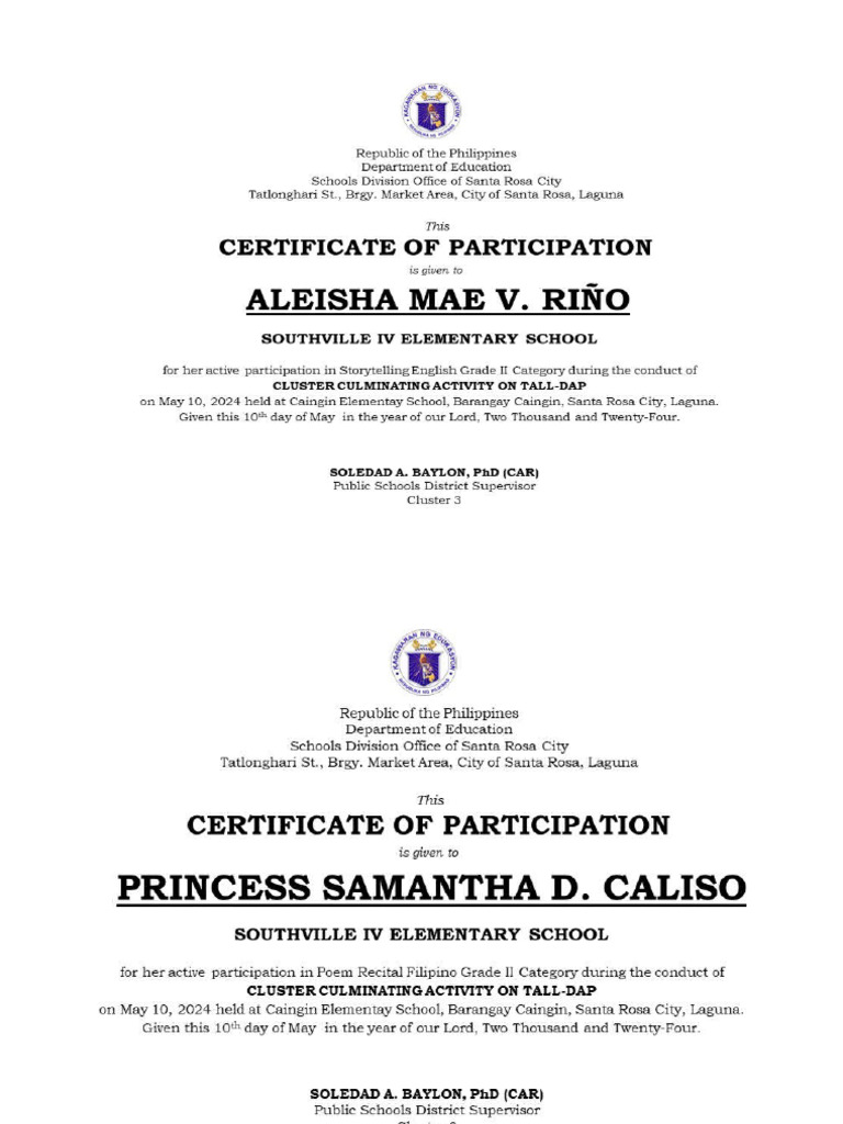certificate tall dap | PDF