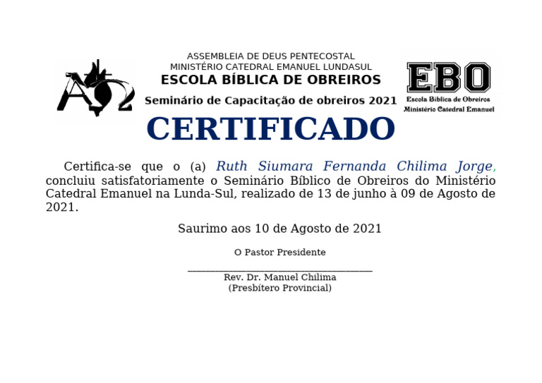 Certificado Ebo | PDF