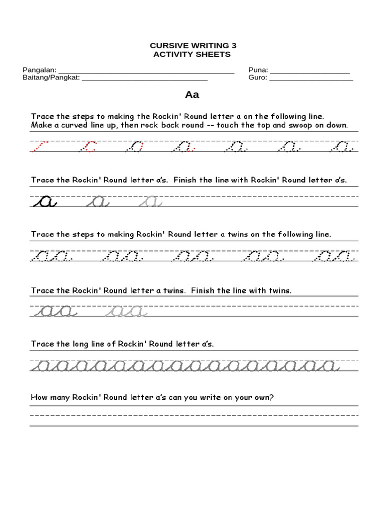 CURSIVE-WRITING-Grade-3 | PDF