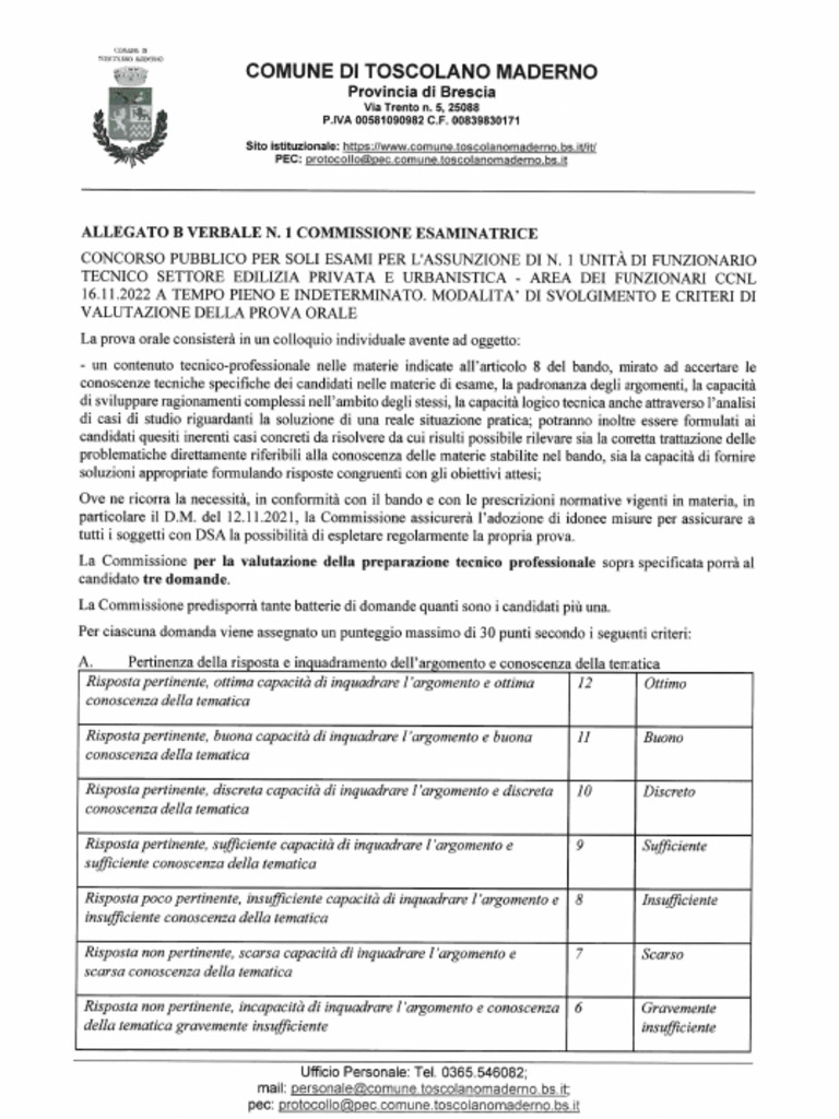 Allegato B Criteri Prova Orale | PDF