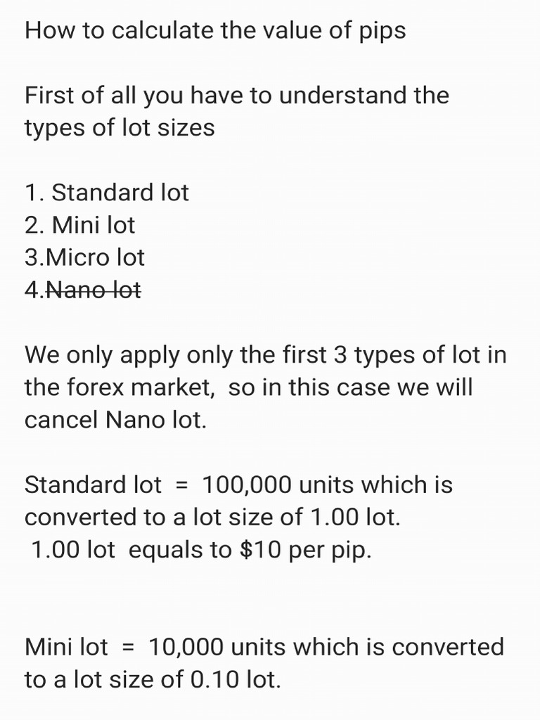 How To Calculate The Value of Pips | PDF