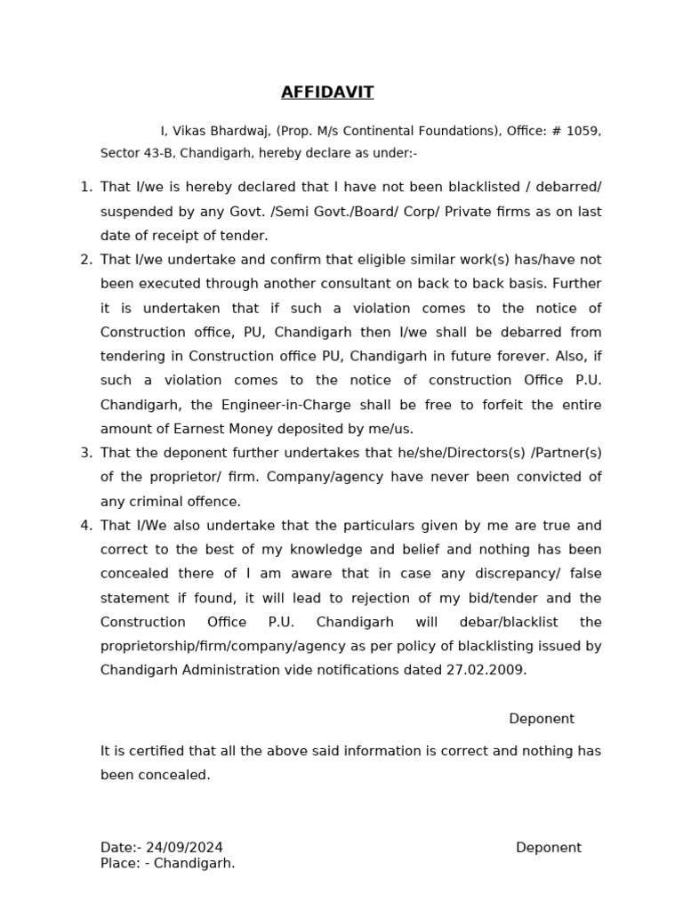 Affidavit - PU Continental | PDF
