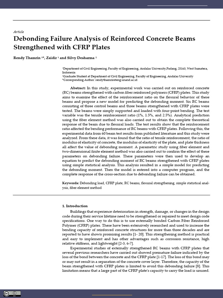 Debonding Failure Analysis of Reinforced Concrete | PDF | Beam (Structure) | Bending