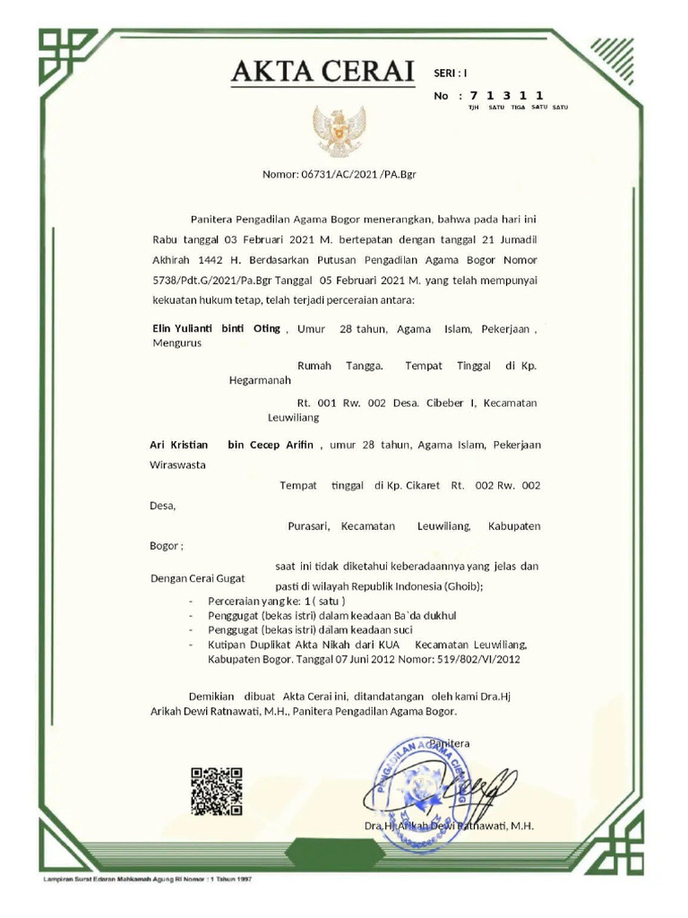 Word akte nikah baru | PDF