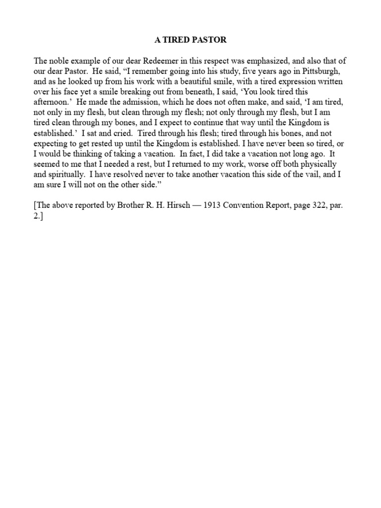 A TIRED PASTOR - Hirsch R H -204b | PDF