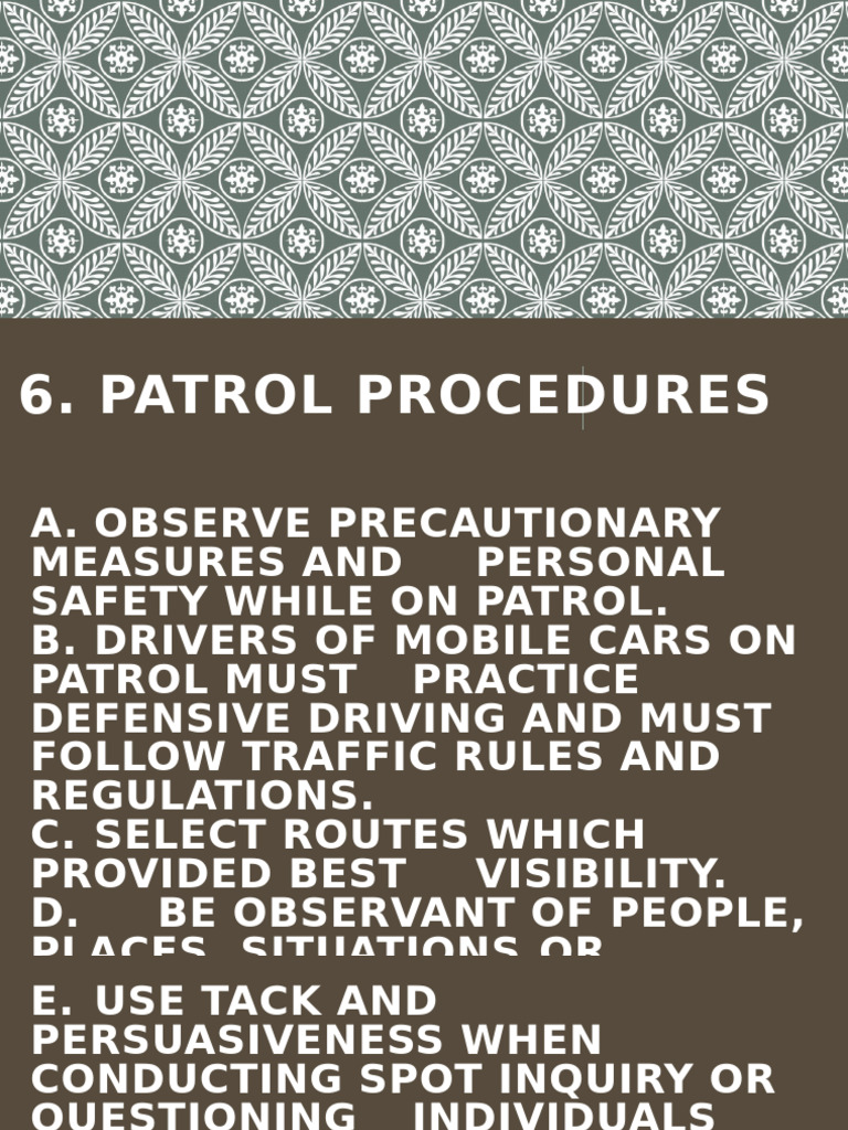 Patrol Procedures | PDF