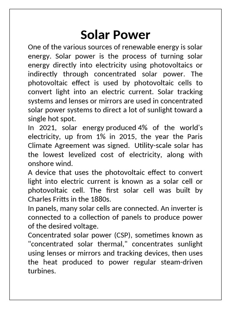 Solar Power | PDF
