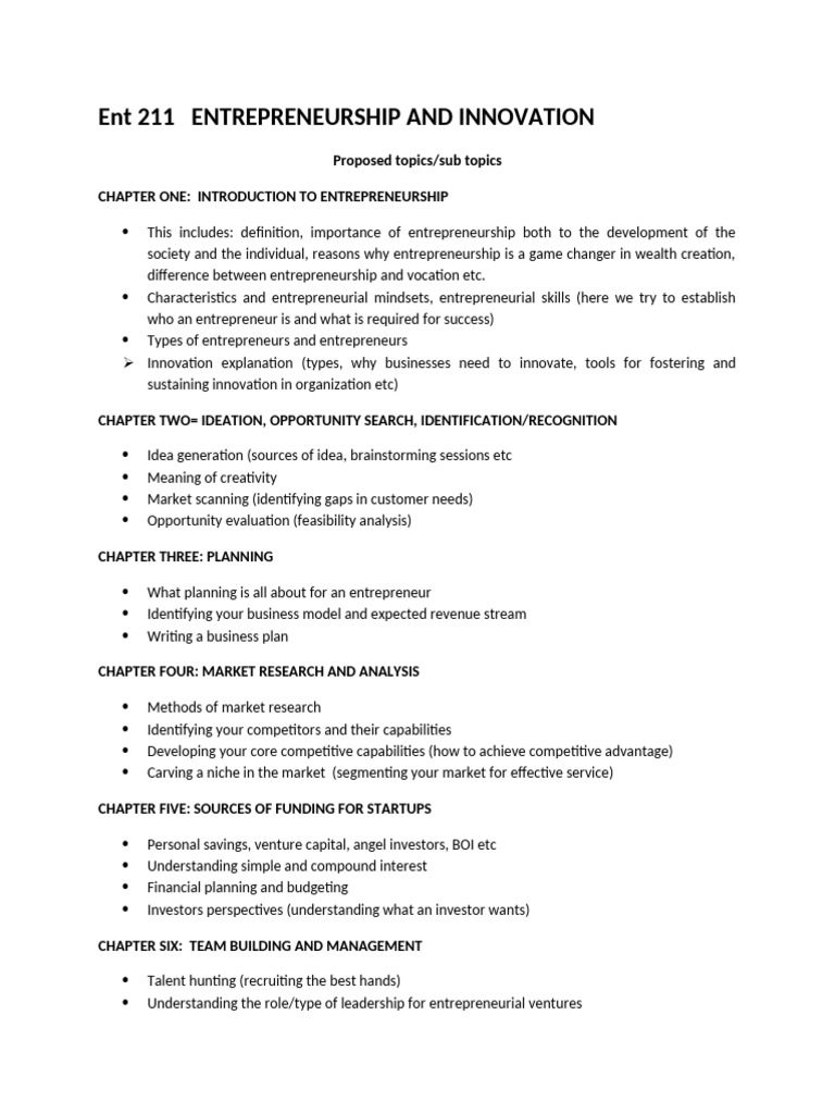 Ent 211 ENTREPRENEURSHIP AND INNOVATION | PDF | Entrepreneurship | Startup Company