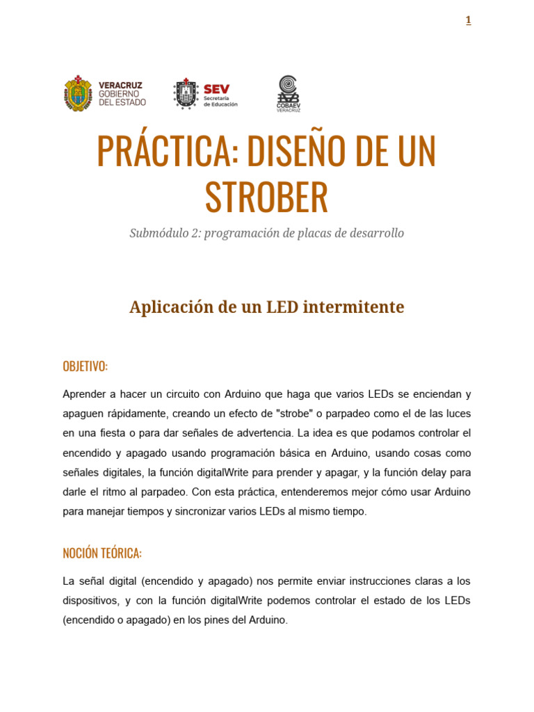ReporteprácticaNro2 - Strober | PDF | Arduino | Diodo emisor de luz