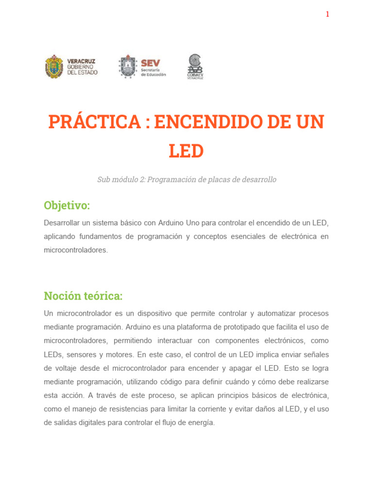 Reporte-Encendido Del LED - 1 | PDF | Arduino | Diodo emisor de luz