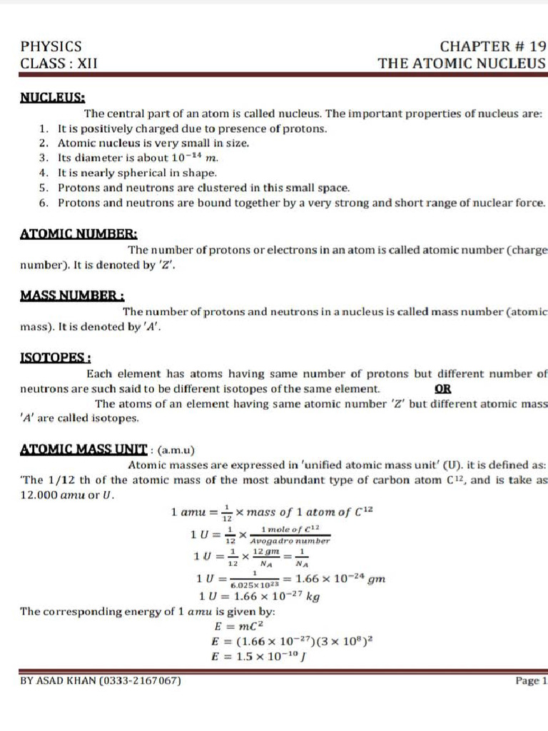 Atomic Nucleus | PDF
