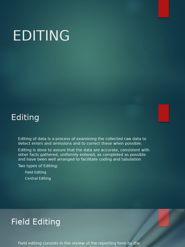 Presention Of Data Editing Coding Pdf Editing