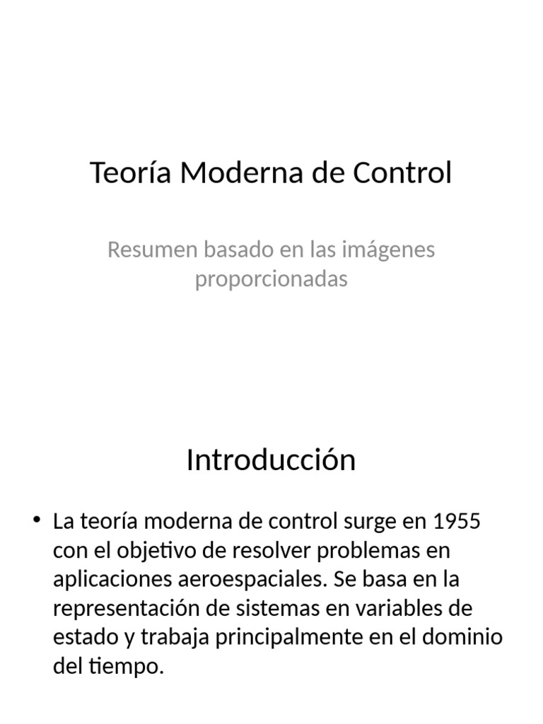 Teoria Moderna Control Resumida | PDF