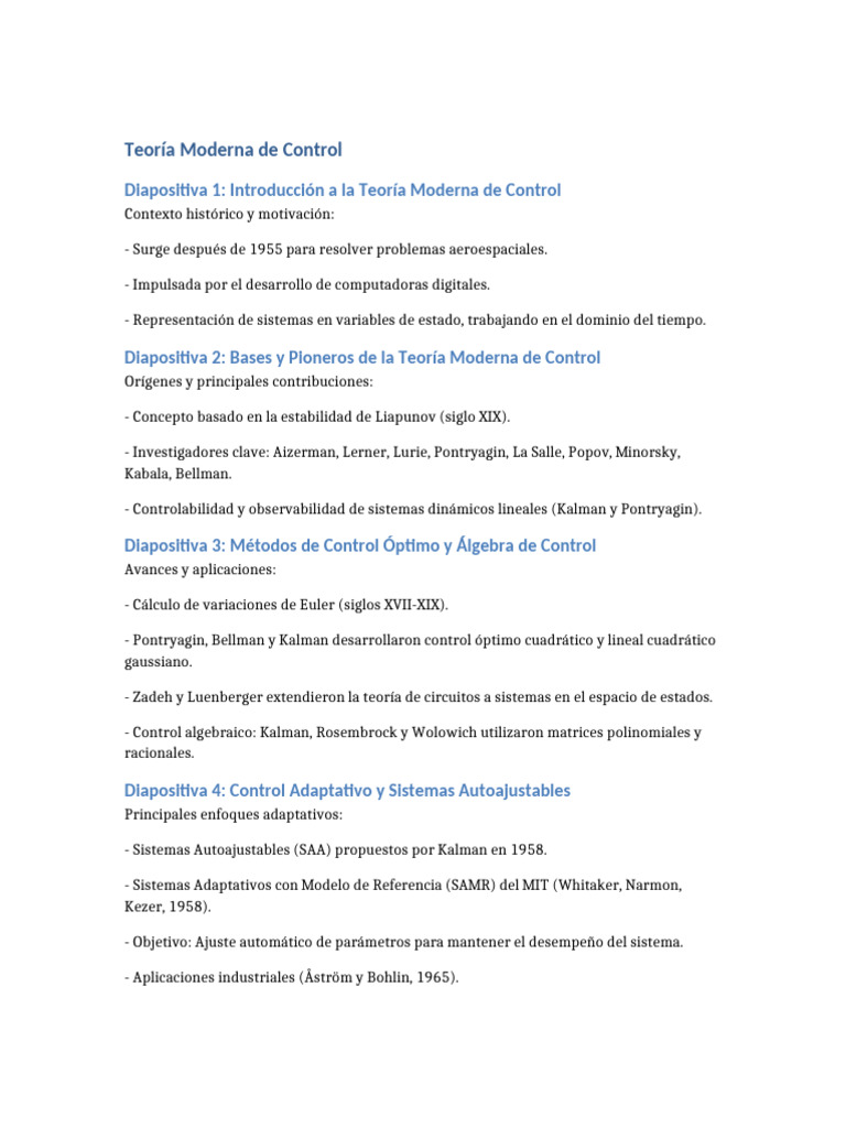 Teoria Moderna Control | PDF
