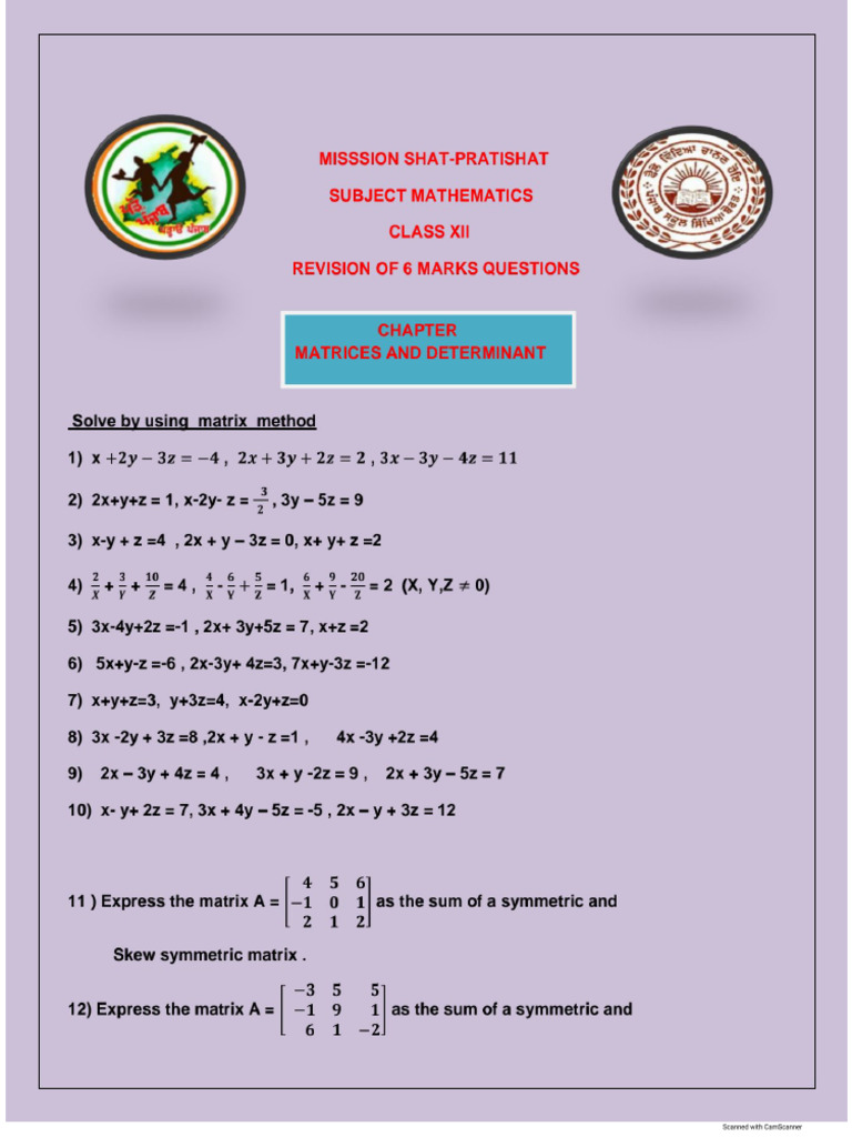 +2 Maths 6 Marks Revision Questions | PDF