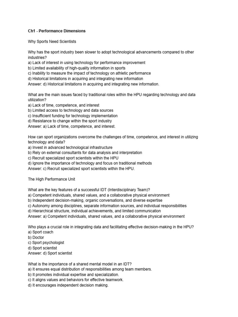 Part 1 - Training Theory & Process (Practice Questions) | PDF | High ...