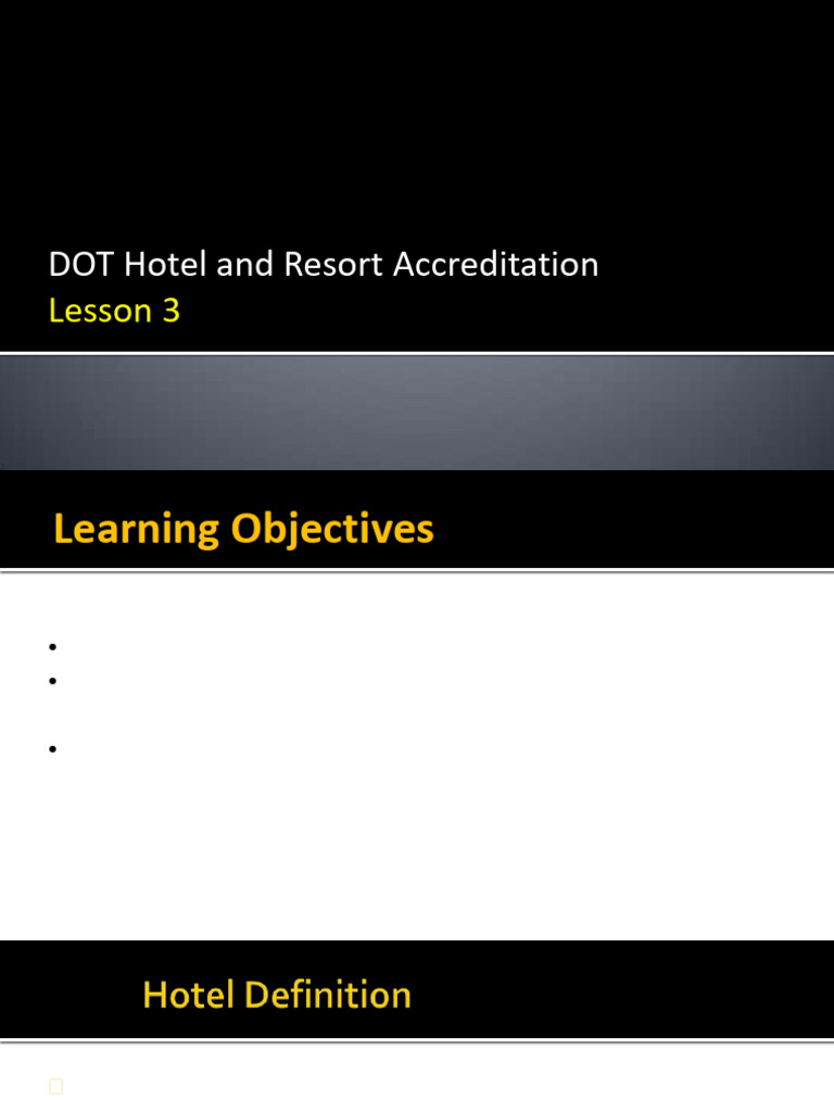 DOT Hotel and Resort Accreditation Guide | PDF | Hotel | Resort