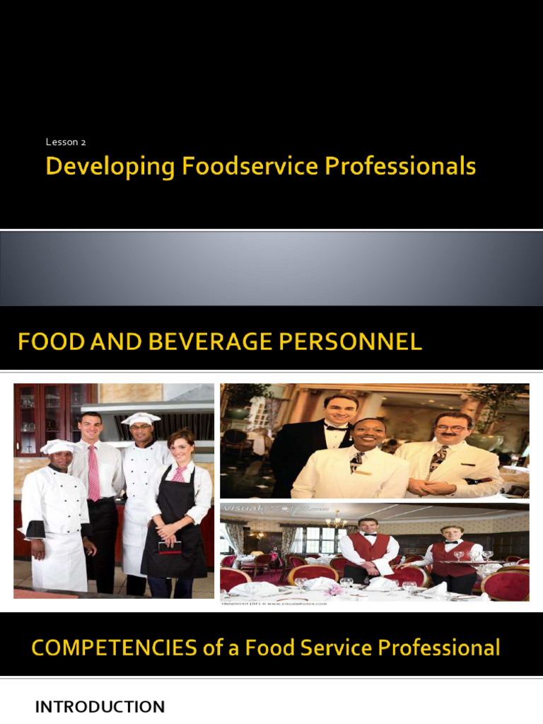 Week 2 Lesson 2 Developing Foodservice Professionals | PDF | Waiting Staff