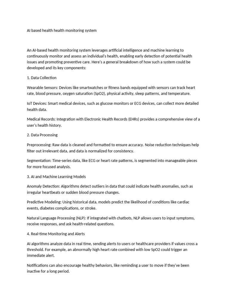 AI Health Monitoring System Overview | PDF | Monitoring (Medicine ...