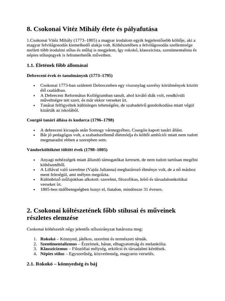 Csokonai Vitéz Mihály | PDF
