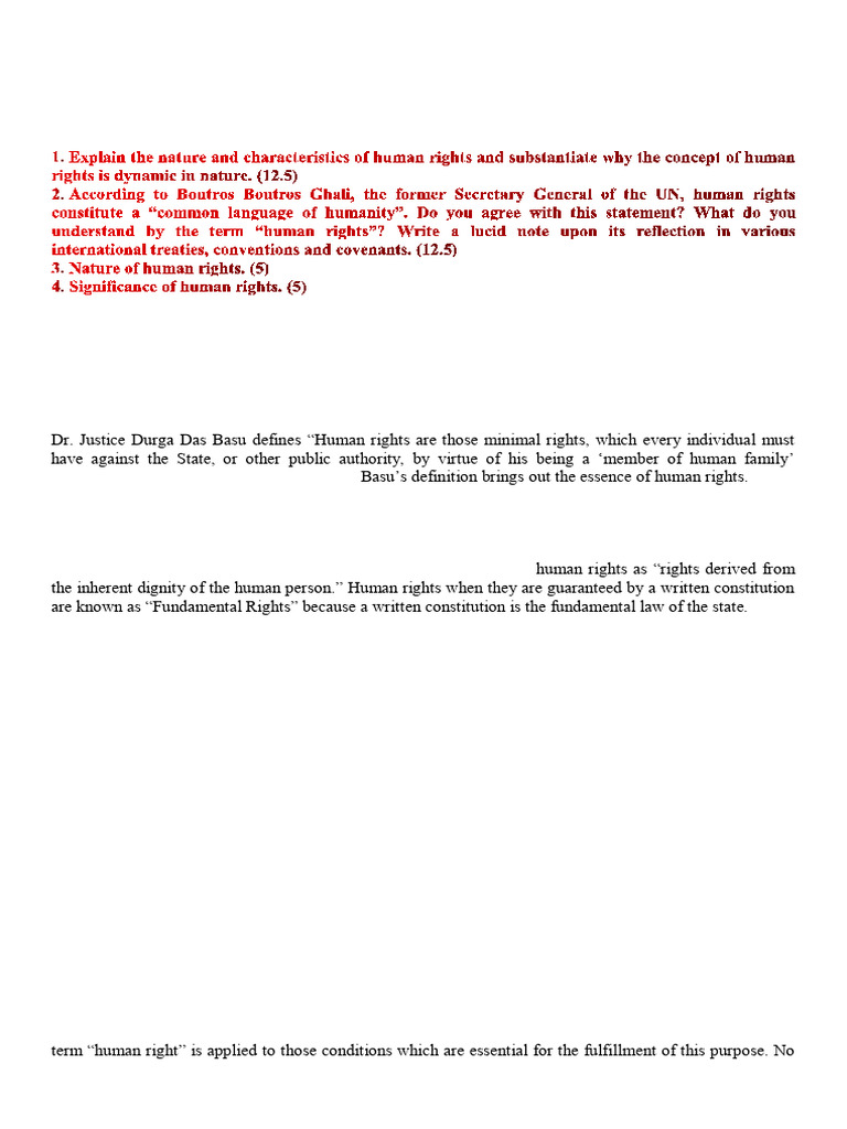 Characteristics and Evolution of Human Rights | PDF | United States ...